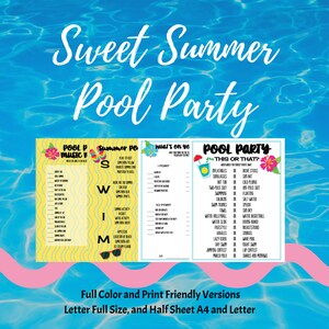 Pool Party Themed Printable Games Printable Summertime Party - Etsy