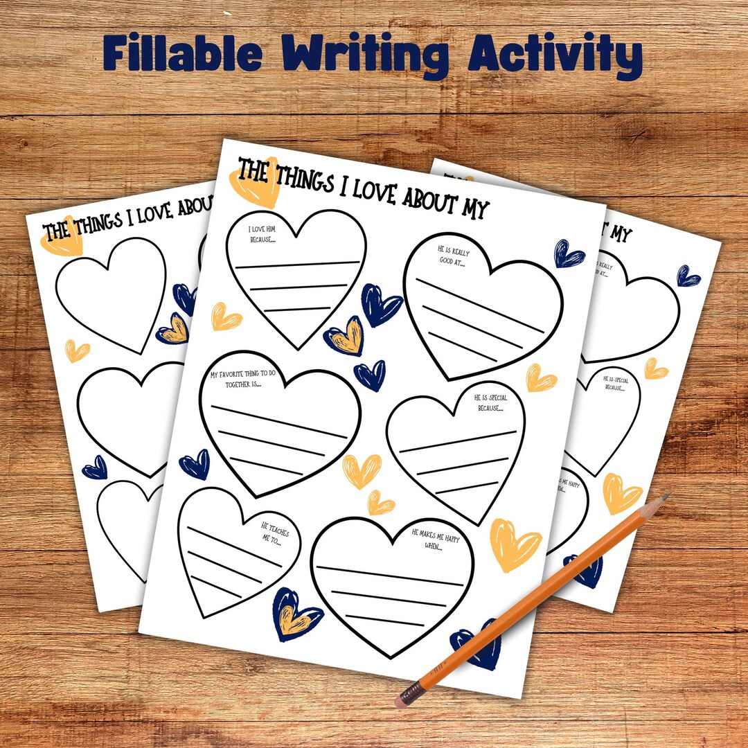 Fillable Favorite Things Loved Ones, I Love About Keepsake Writing ...