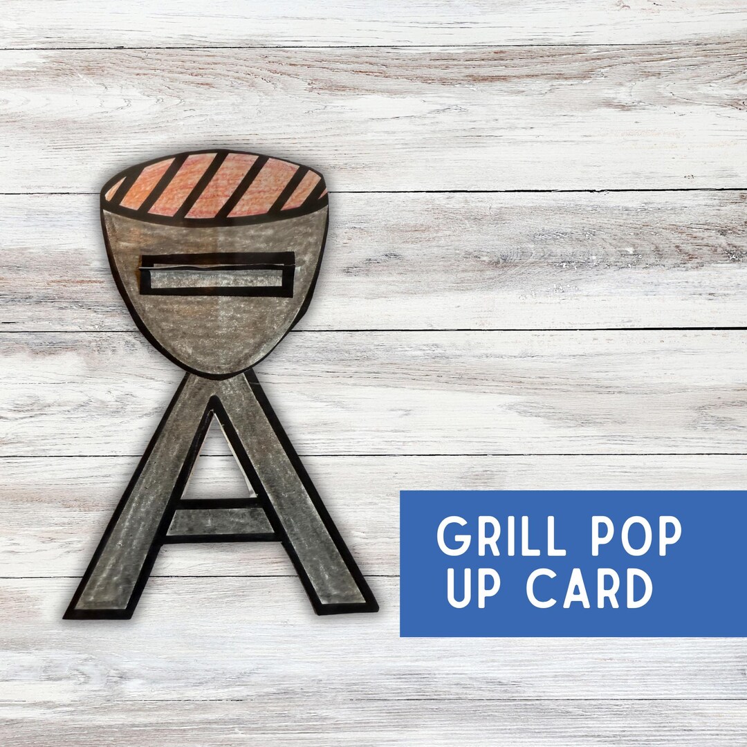 3d Grill Card for Birthday, Fathers Day, Grandparents Day, Coloring ...