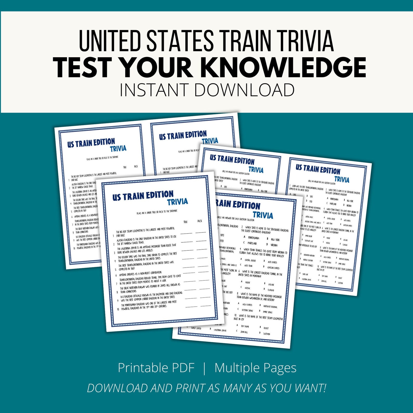 United States Train Trivia for Families, Train Clubs and Groups ...