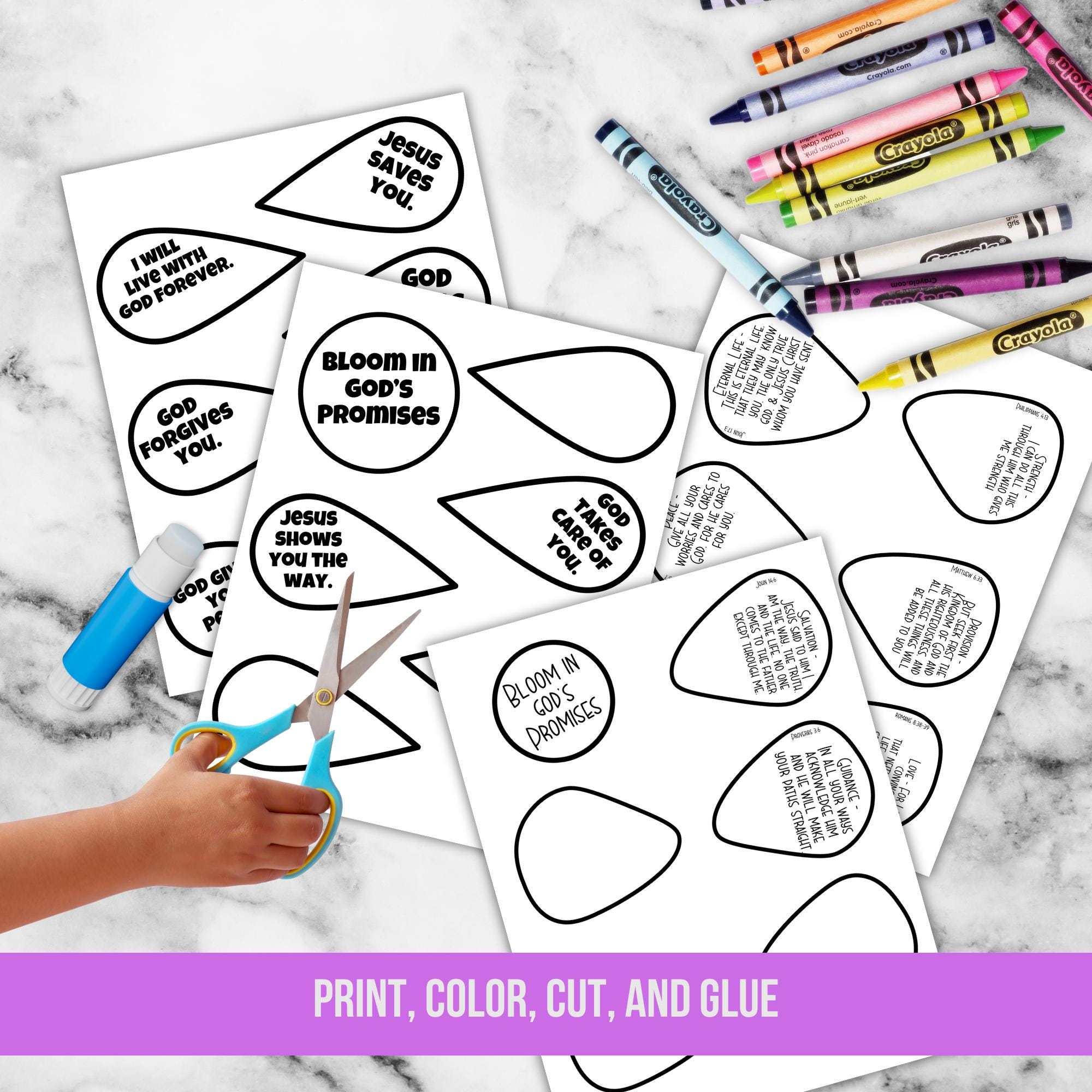 God's Promises Flower Christian Craft Kit Printable Activity for Sunday ...