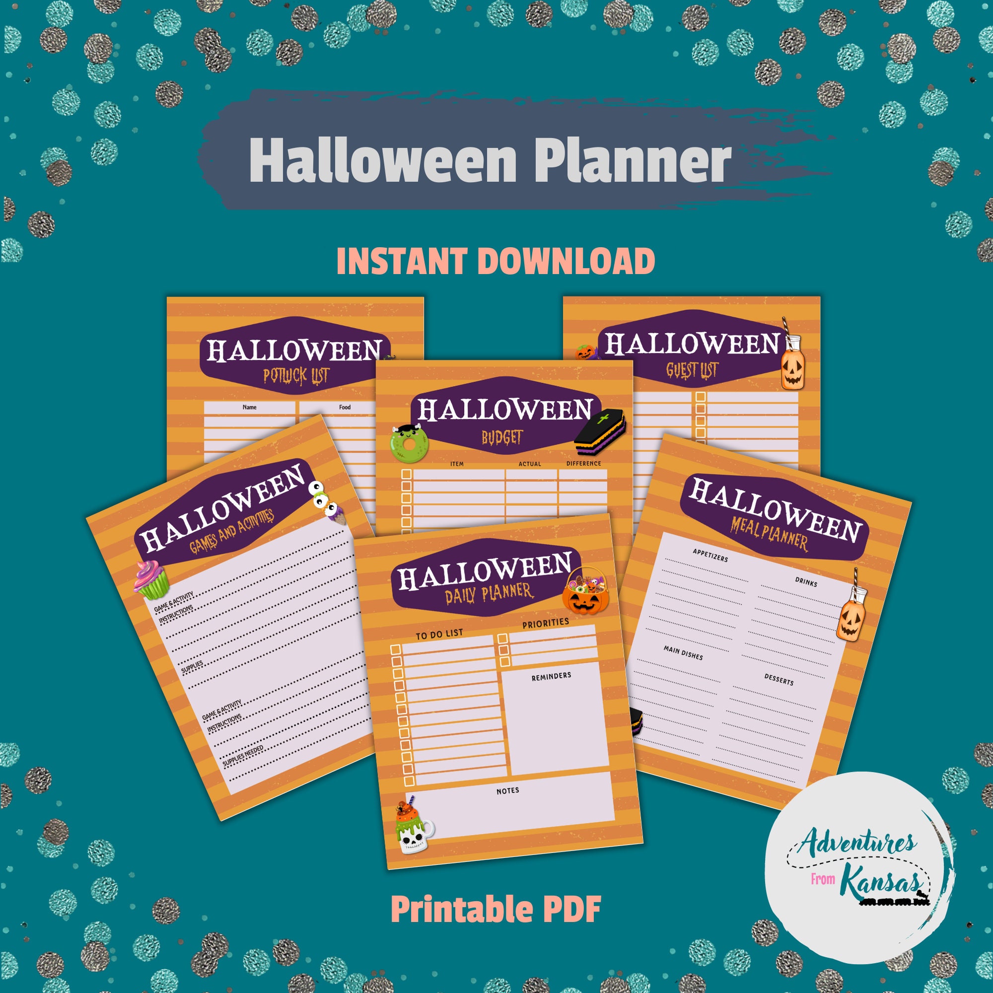 Halloween Candy Themed 25 Page Printable Planner Halloween Tracker ...
