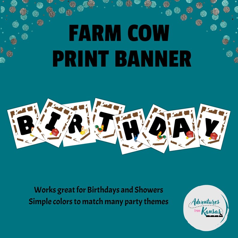 Cow Print With Farm Animals Flag Banner Alphabet A Z - Etsy