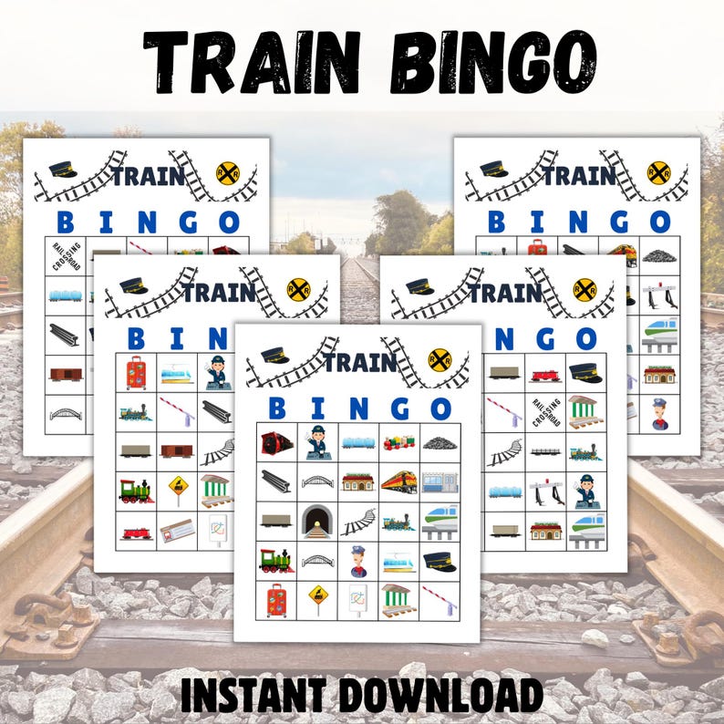 Train Bingo Printable Birthday Parties, Family Game Night, Railroad ...