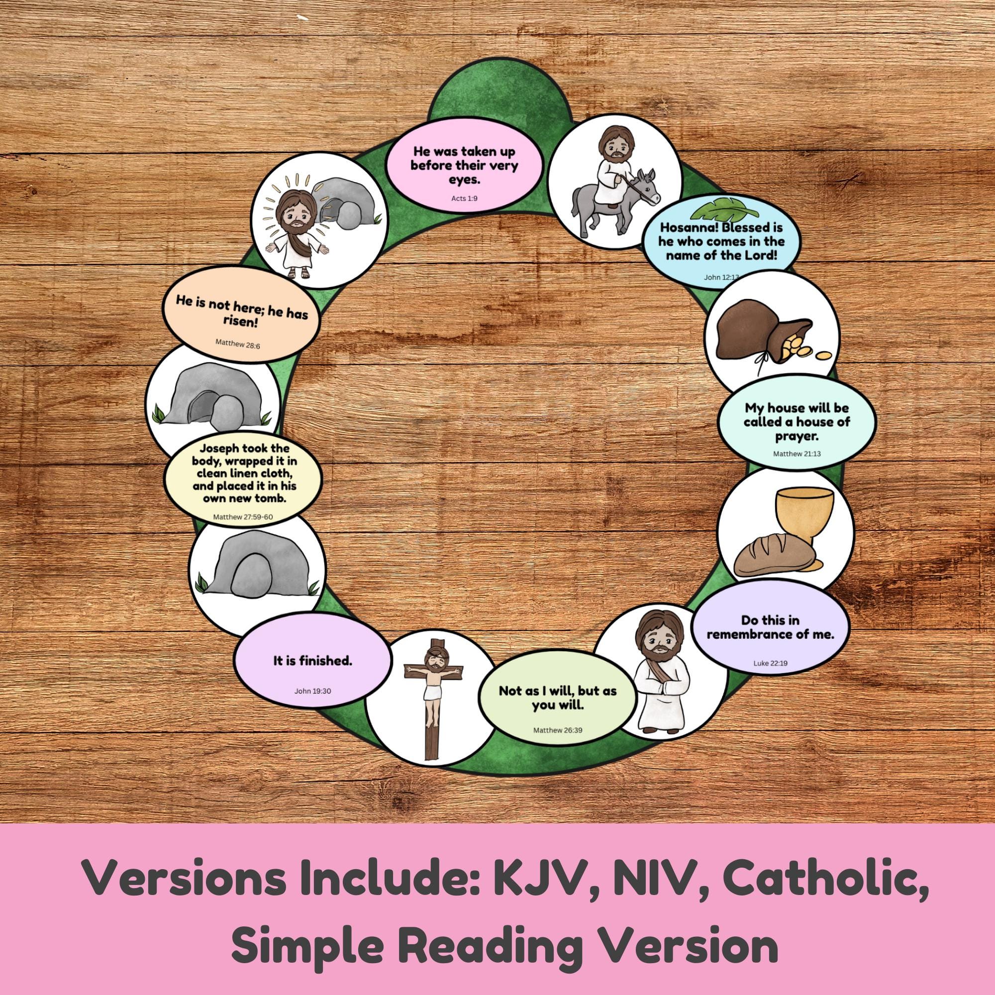 Holy Week Craft Wreath Christian Printable Activity, Lent Bible Craft ...