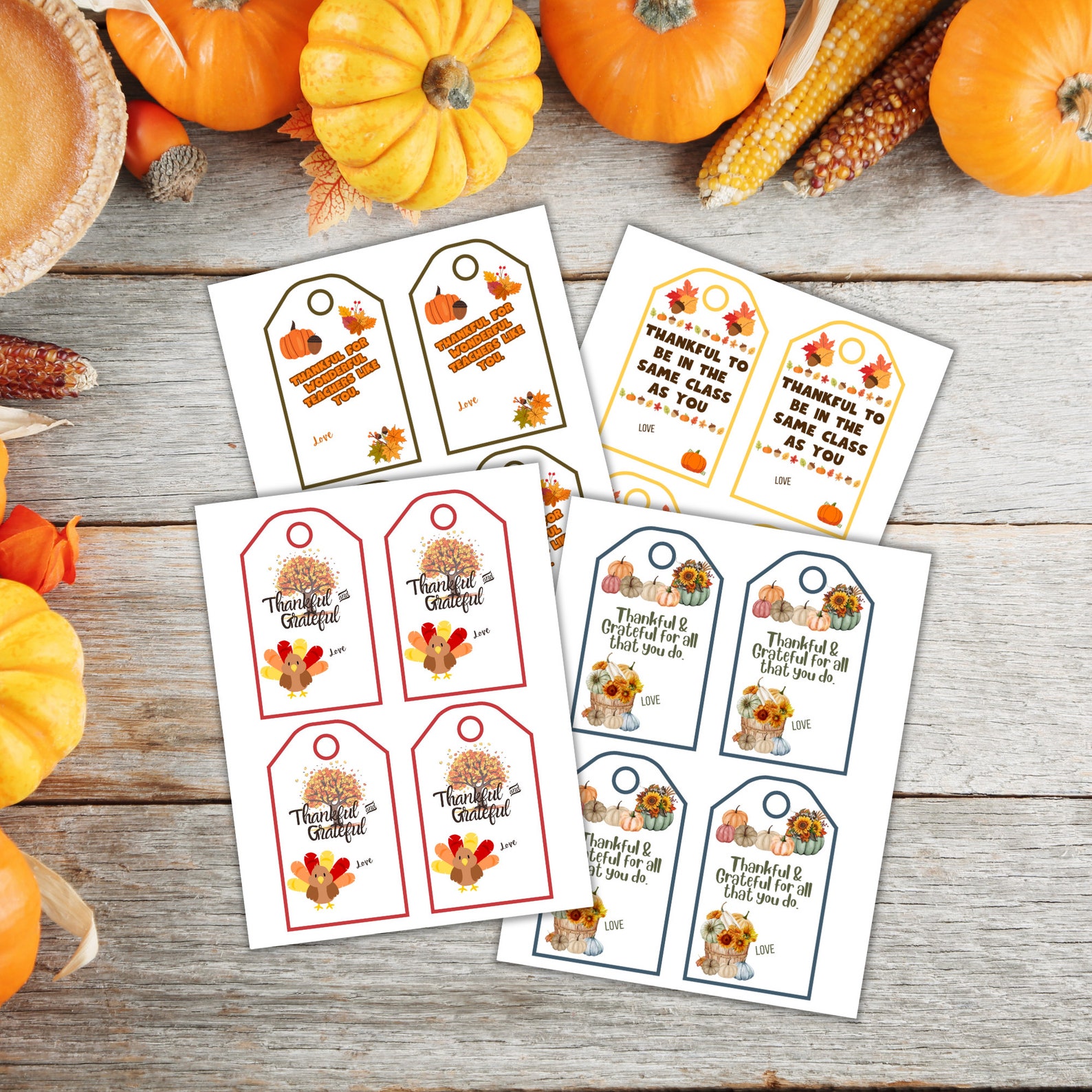 Printable Thanksgiving Tags Bundle, Thanksgiving Appreciation, Thankful ...