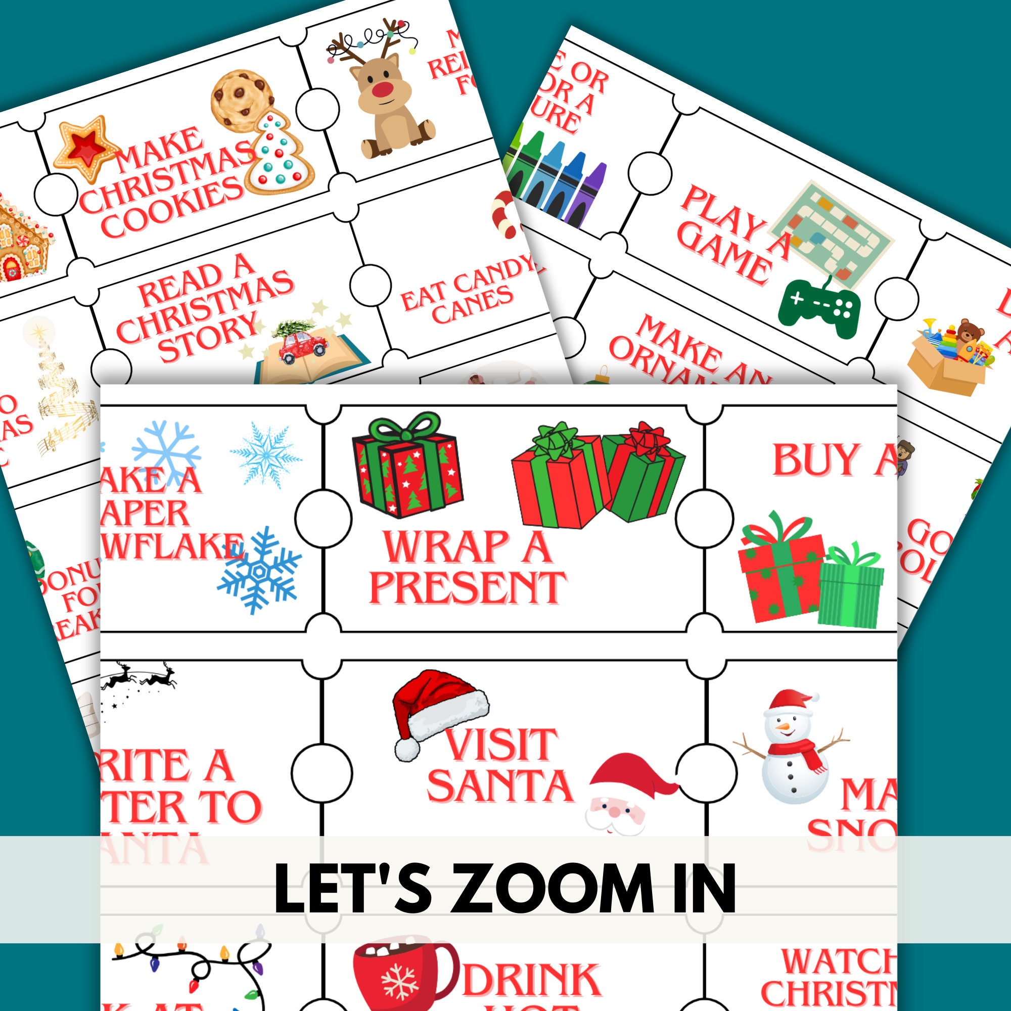 Printable Advent Activity Ticket Cards for Kids and Family, Advent ...