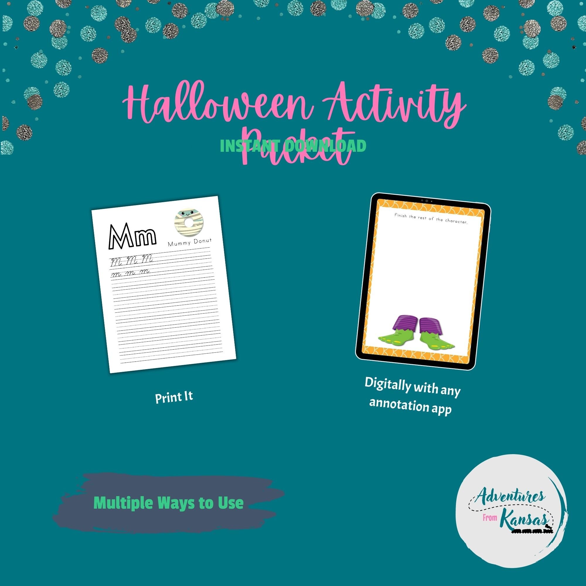 Wacky Halloween Cursive Activity Packet Fun Kids Printable - Etsy