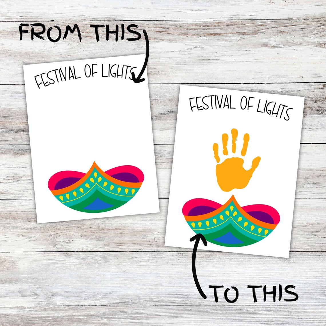 Diwali Handprint Keepsake Gift Craft, Printable Diya Festival of Lights ...