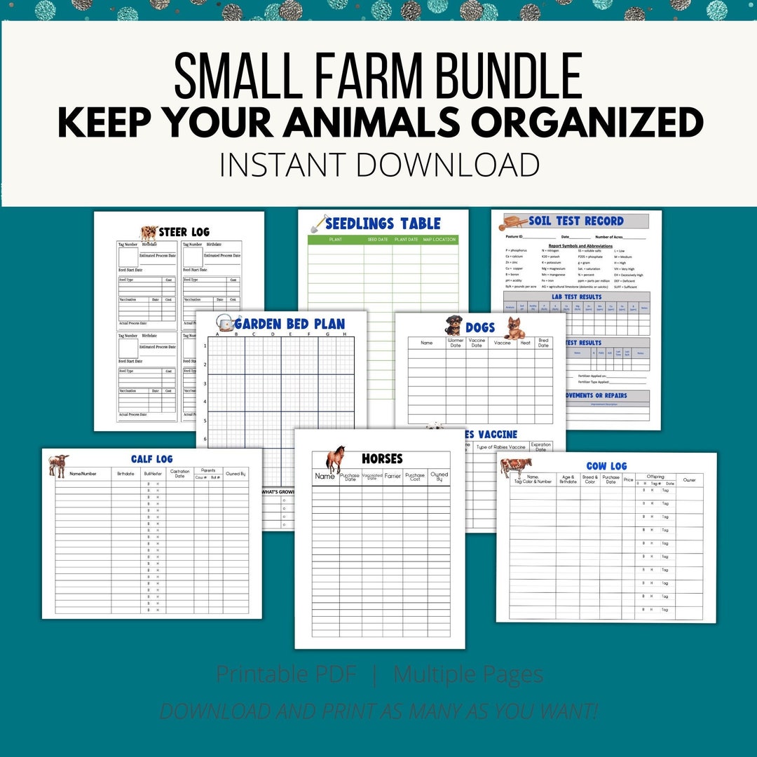 Fillable Farm Bundle for Small Farms, Lifestyle Farm, Hobby Farms ...