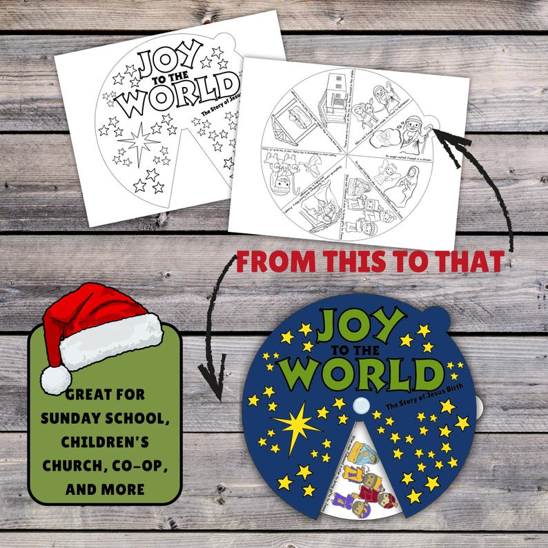 Story of Jesus Birth Nativity Craft Spinning Circle Wheel Kit, Kids DIY ...