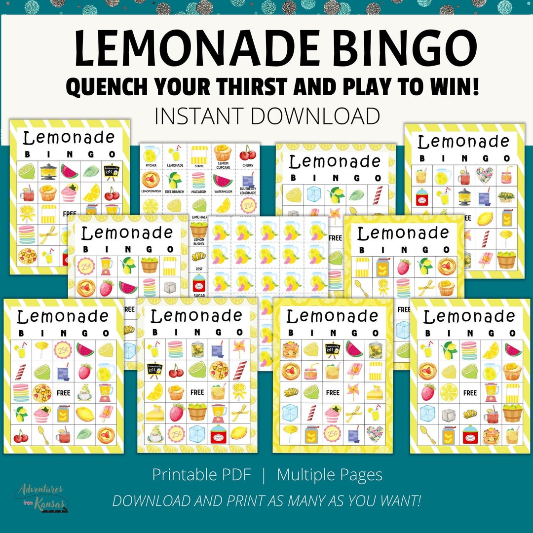 Lemonade Bingo Printable for Birthday Parties, Family Game Night ...