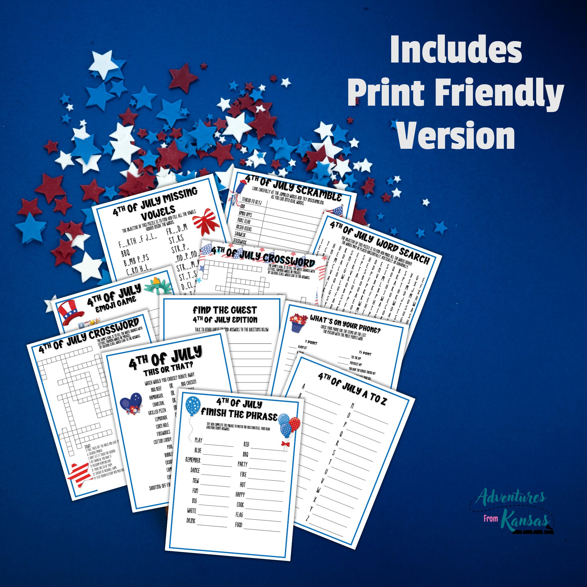 4th of July Party Games | Patriotic Party Printables for Family, Tweens ...
