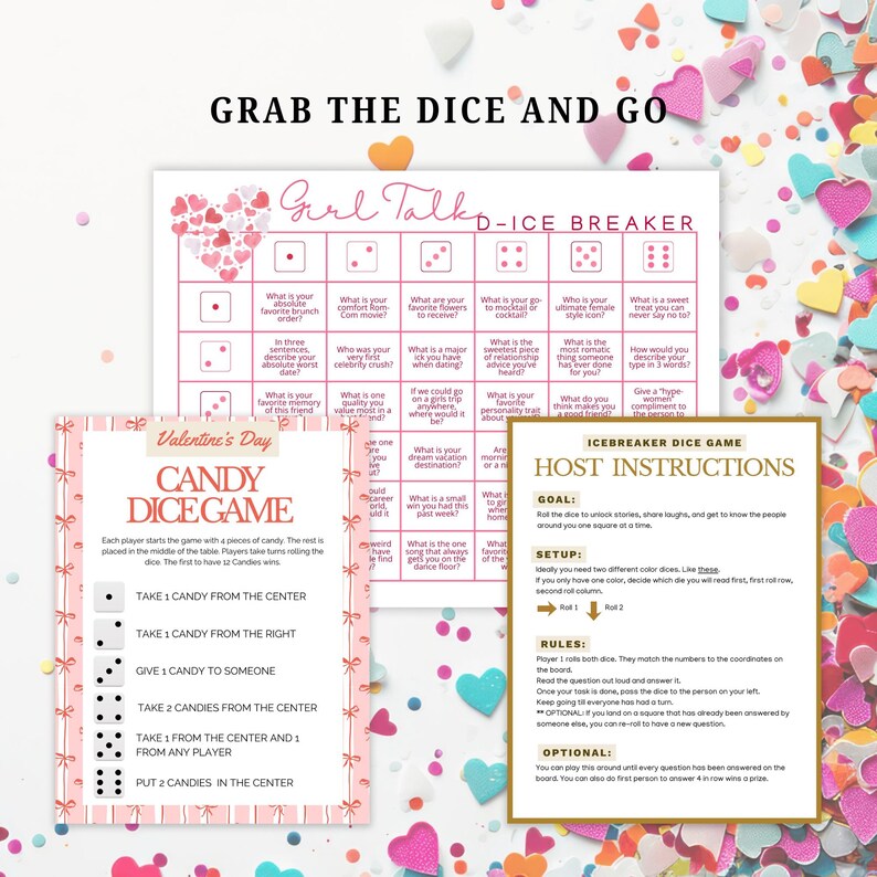 Dice Game Ice Breaker Girl Talk, Girls Night in Get to Know You ...