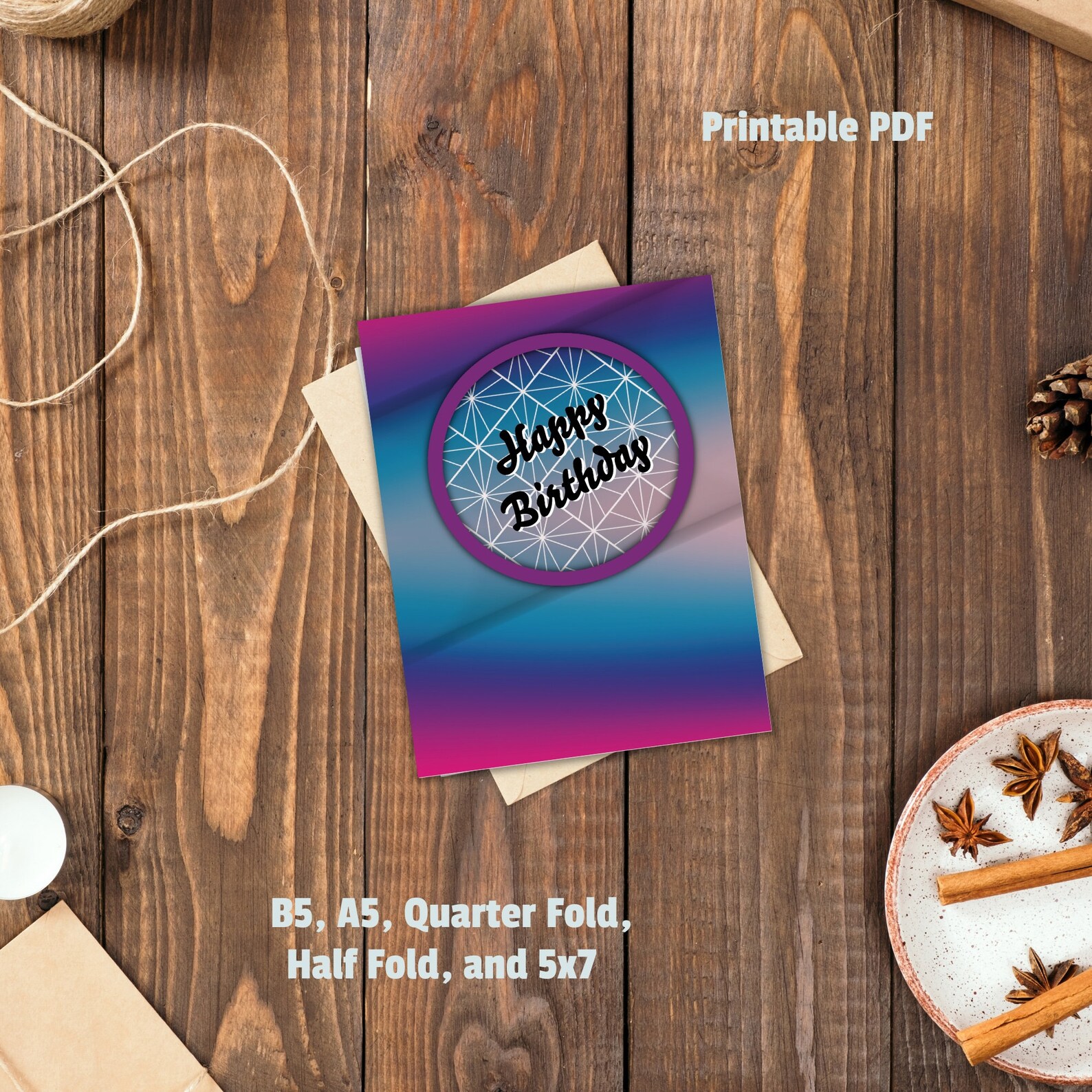 Printable Happy Birthday Card | Neon 80s Feel B-day Card | Printable ...