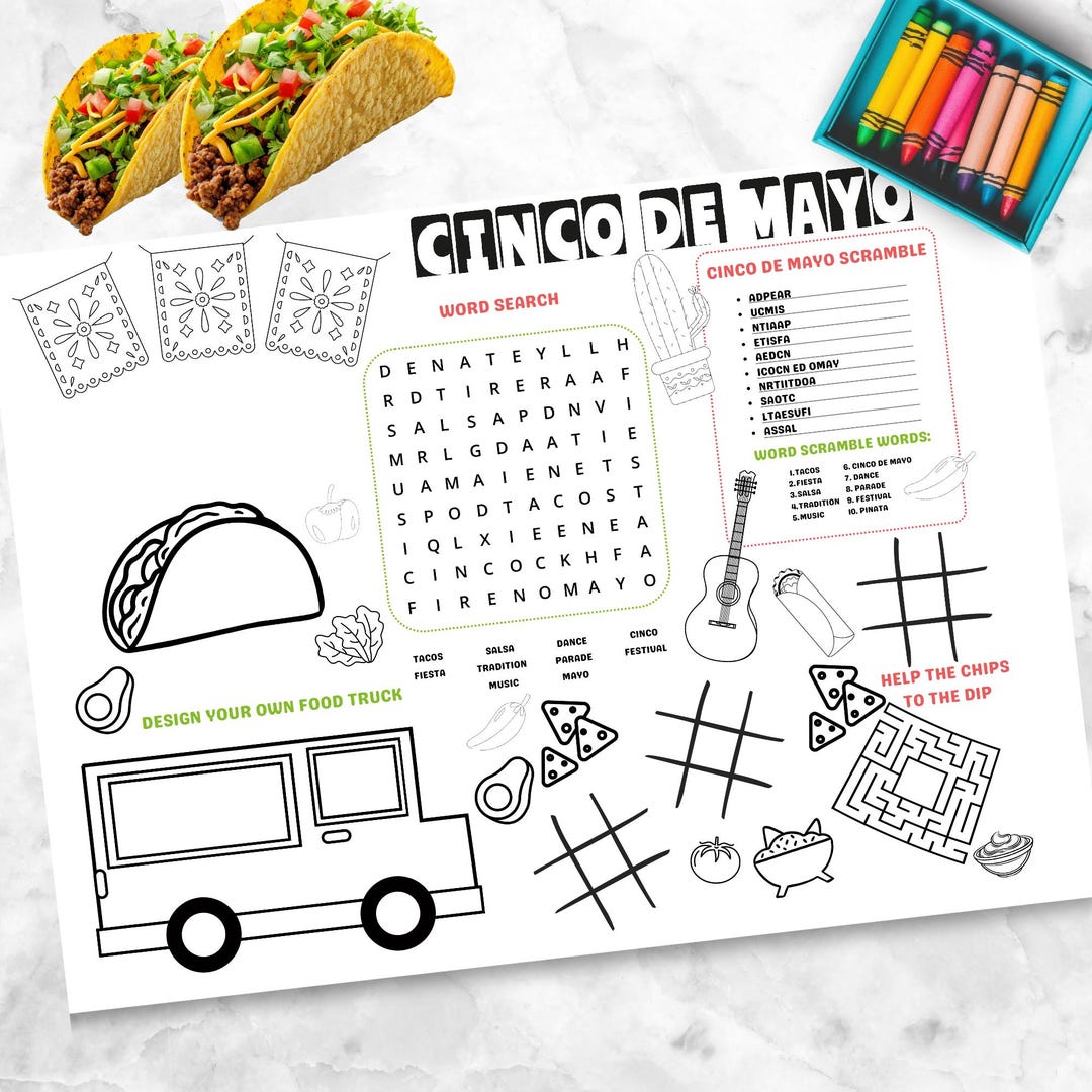 Personalized Cinco De Mayo Activity Placemat, Customize Taco May 5th ...