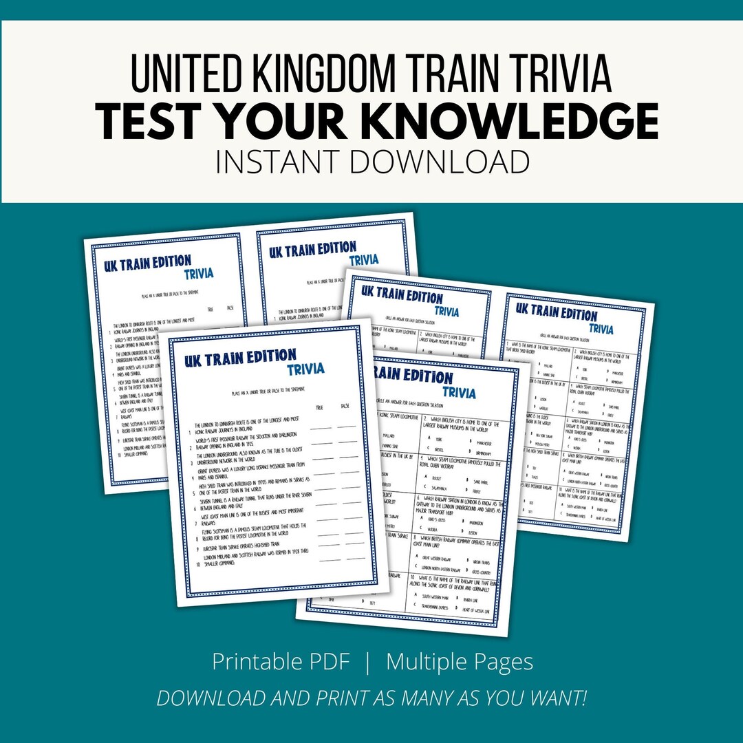 United Kingdom Train Trivia for Families, Train Clubs and Groups ...