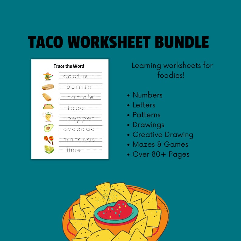 Cinco De Mayo Taco Activity Sheets Mexican Food Worksheets - Etsy
