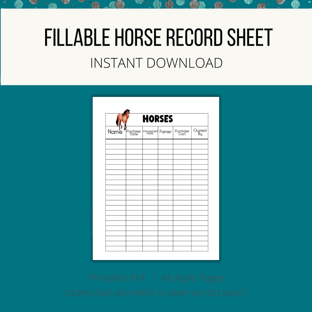 Fillable Horse Log for Small Farms, Lifestyle Homestead Farms, Hobby ...