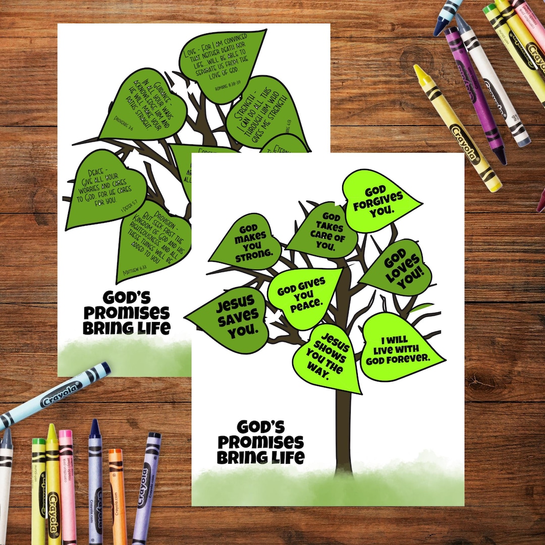 God's Promises Tree Christian Craft Kit, Printable Activity for Sunday ...