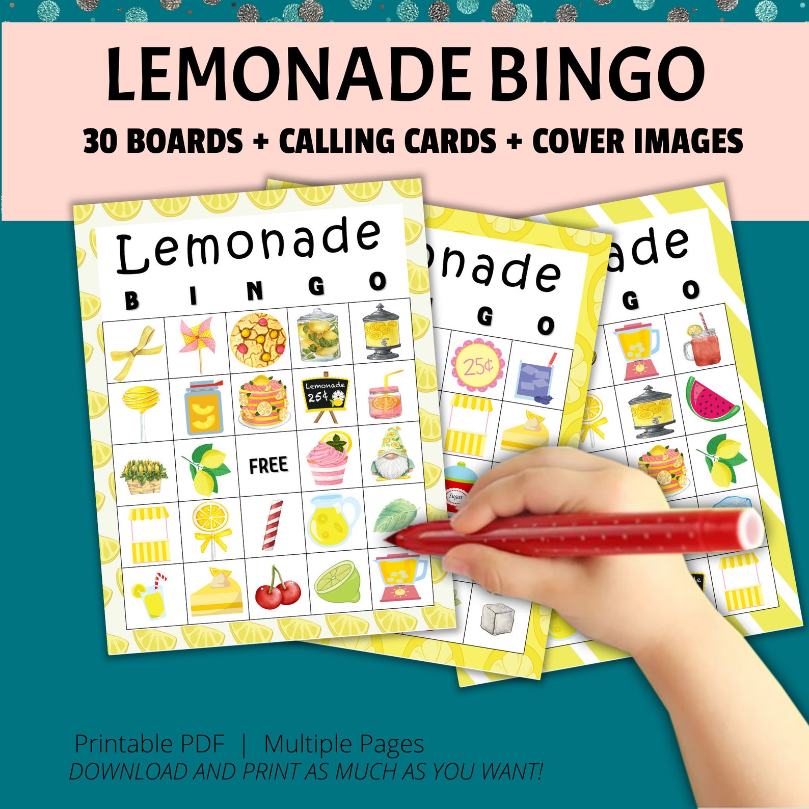 Lemonade Bingo Printable for Birthday Parties, Family Game Night ...