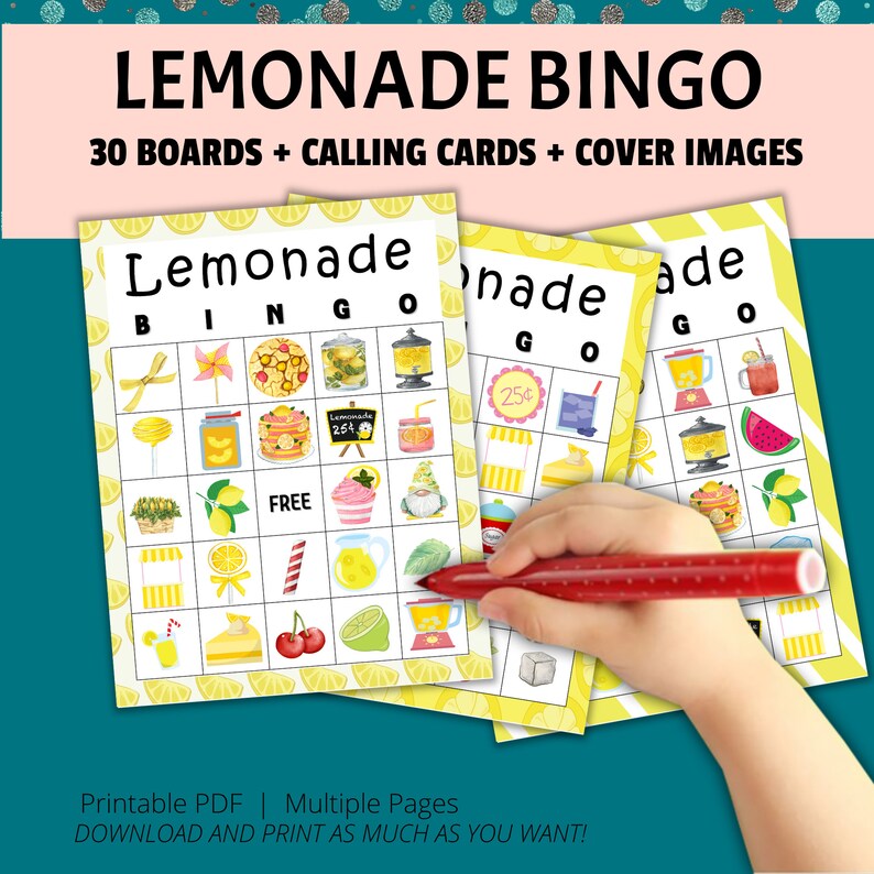 Lemonade Bingo Printable for Birthday Parties, Family Game Night ...