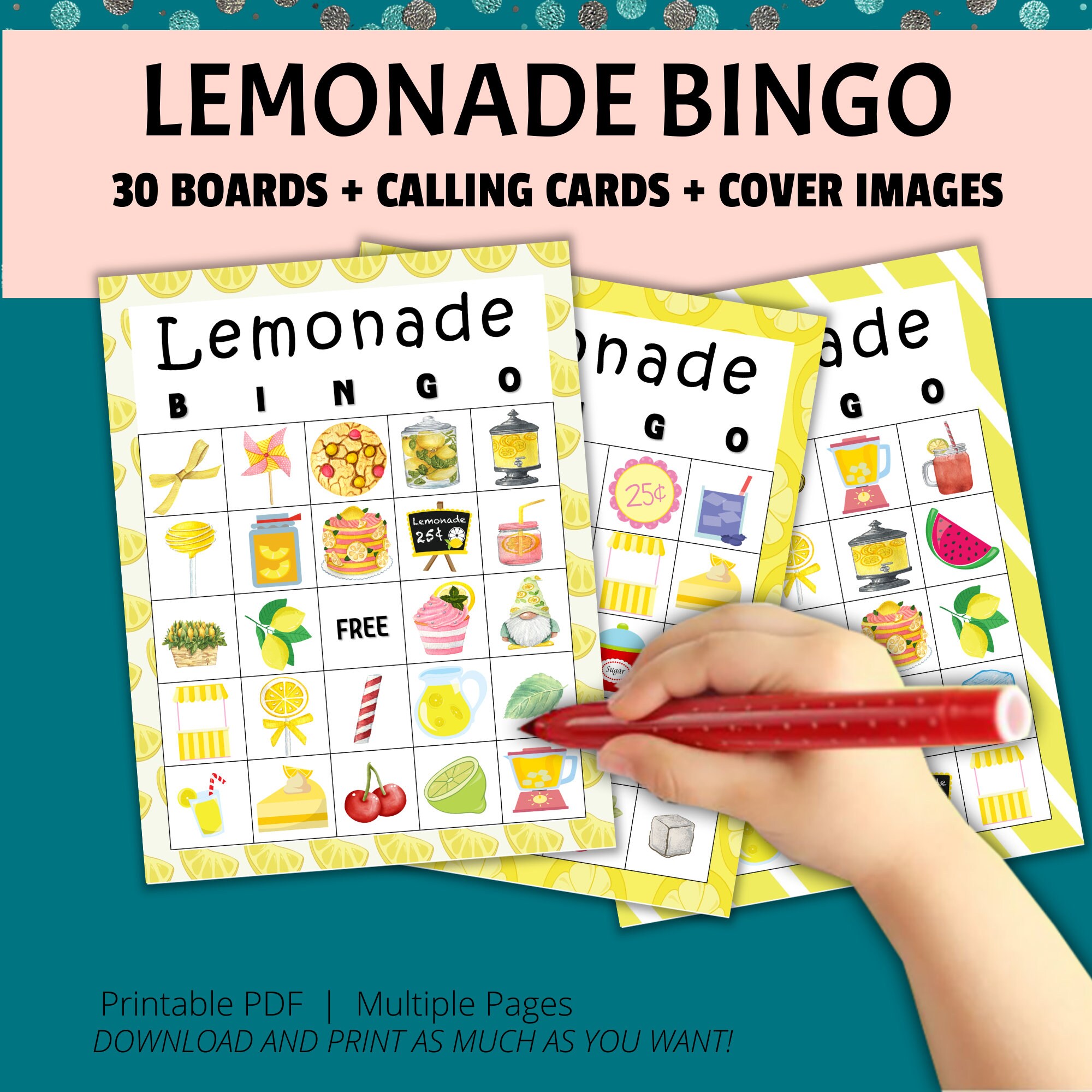 Lemonade Bingo Printable for Birthday Parties, Family Game Night ...
