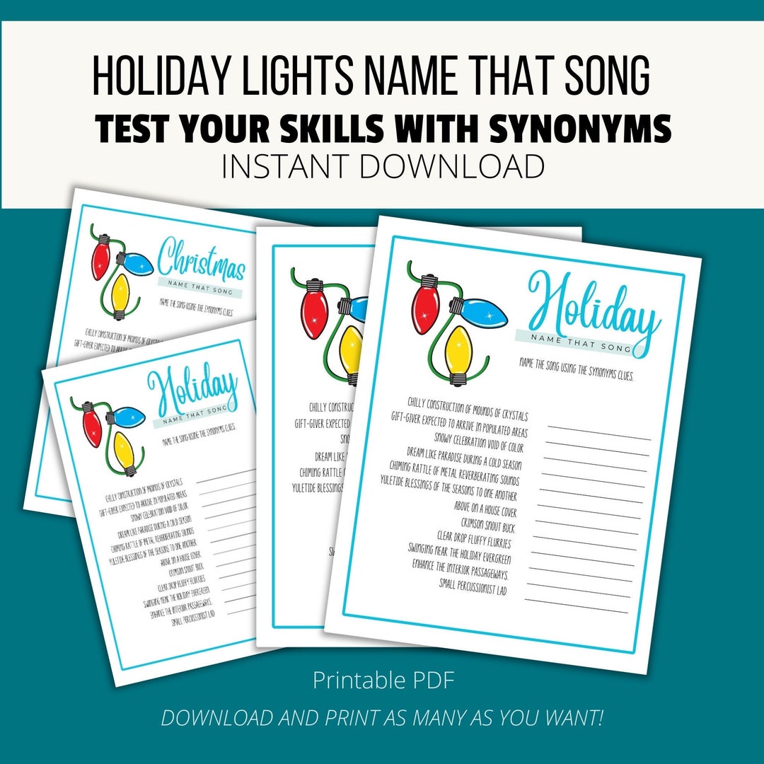 Holiday Finish the Lyrics Name That Song Printable Word Game ...