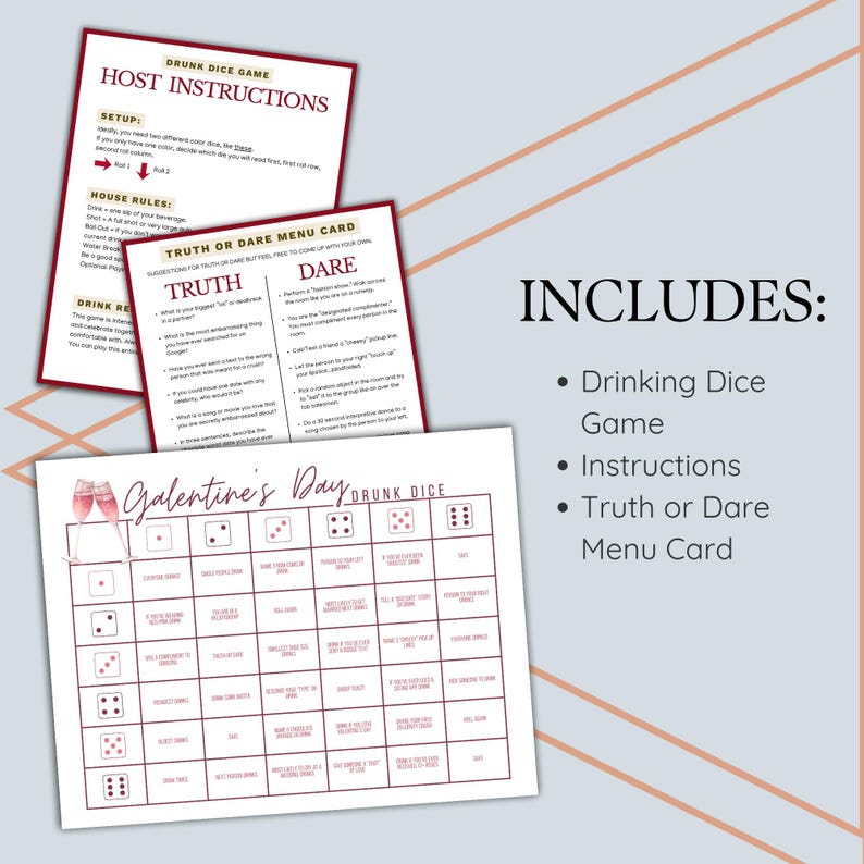Galentine's Day Dice Game, Adult Valentine's Drinking Game, Friends ...
