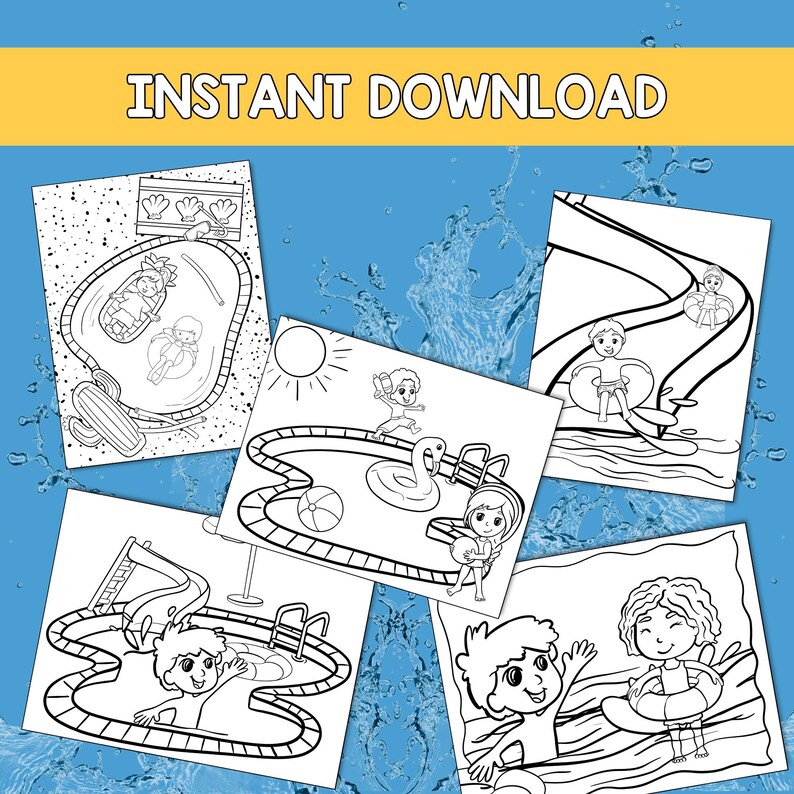 Summer Pool Party Coloring Pages Bonus Ispy Ice Cream & Swimming Toys ...
