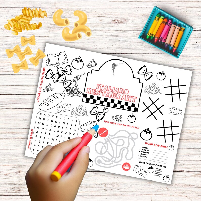 Spaghetti Pasta Night Personalize Activity Italian Unit Placemat ...