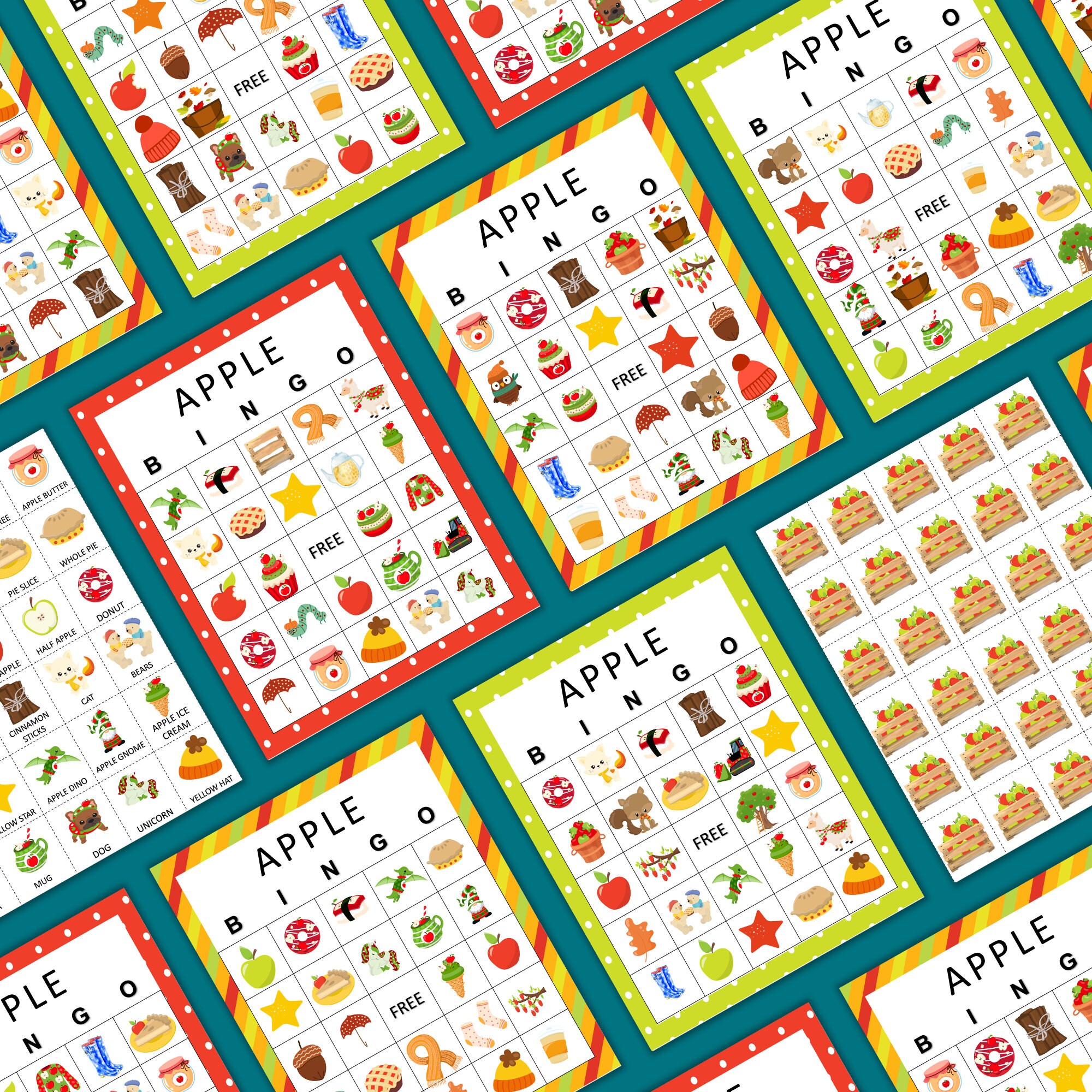 Apple Bingo Printable for Classrooms, Senior Activities, School, Family ...