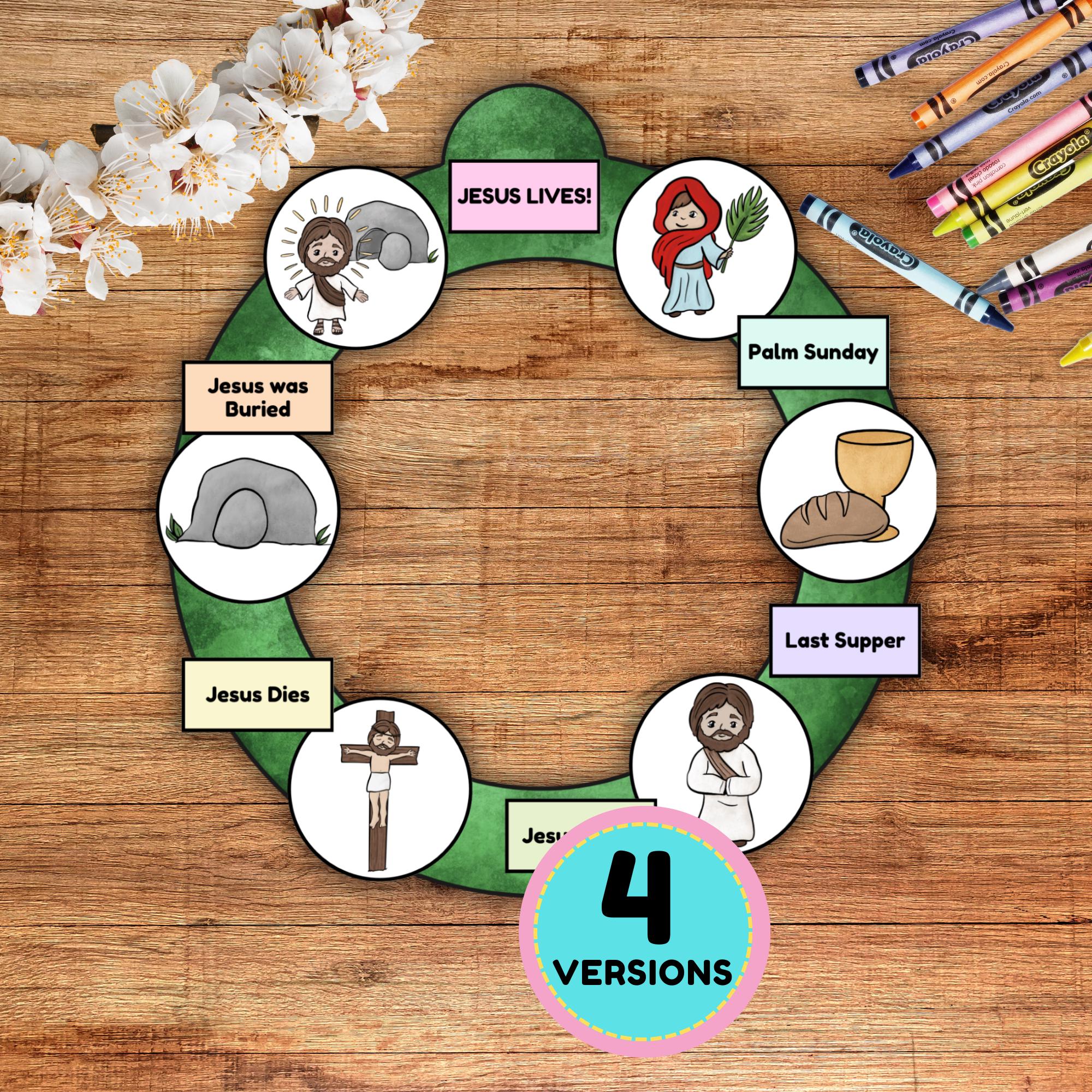 Holy Week Craft Wreath Christian Printable Activity, Lent Bible Craft ...