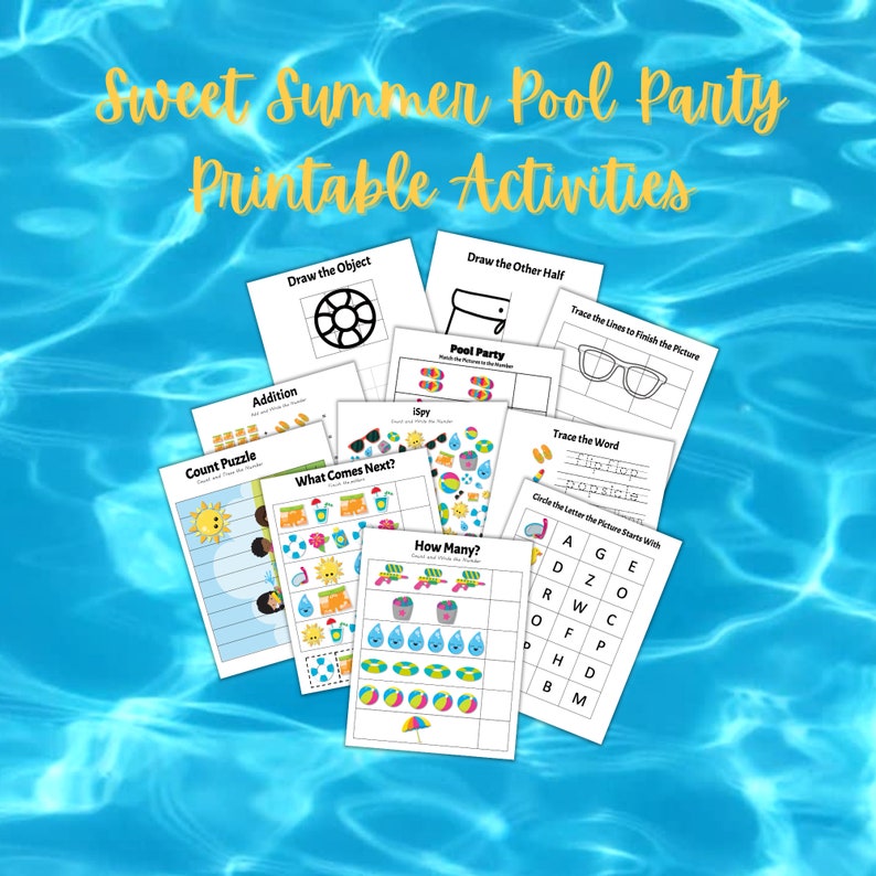 Pool Party Themed Kid Printables Summertime Activities for Kids ...