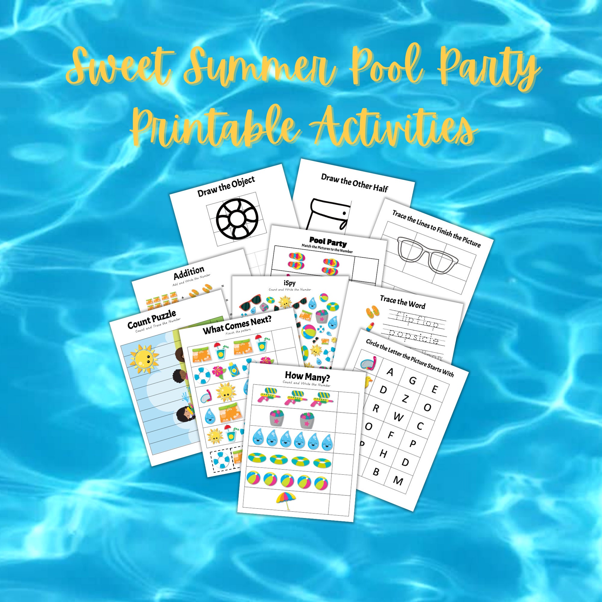 Pool Party Themed Kid Printables Summertime Activities for Kids ...