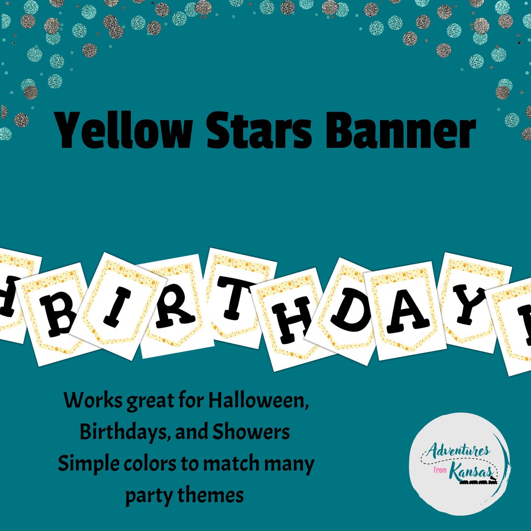 Star Confetti Printable Flag Banner Alphabet A Z Birthday Party Banner ...