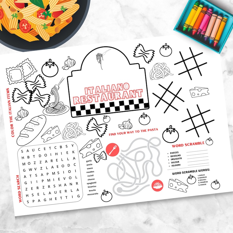 Pasta Colouring - Etsy
