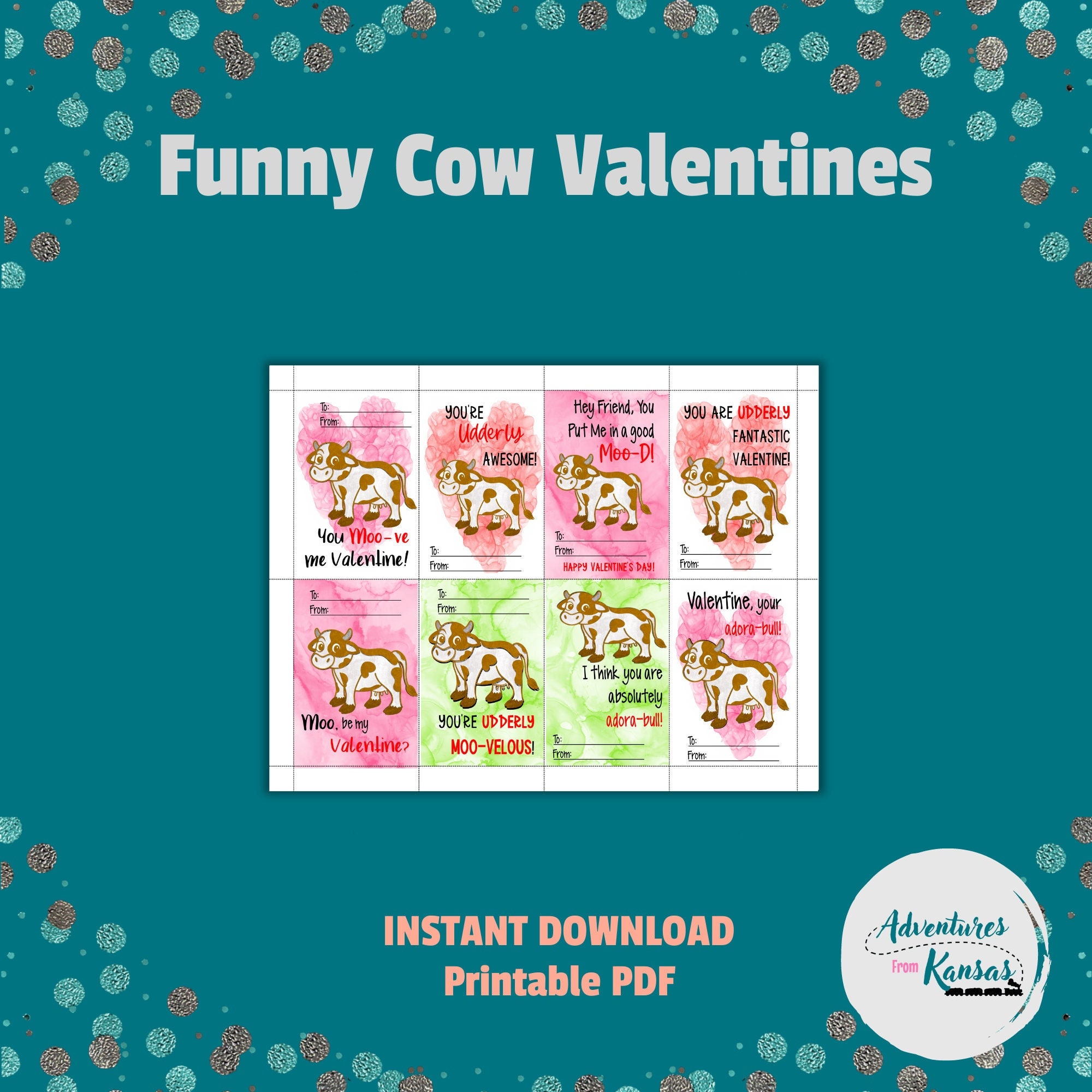 FILLABLE Printable Funny Cow Classroom Valentines Kids Cow Valentines ...