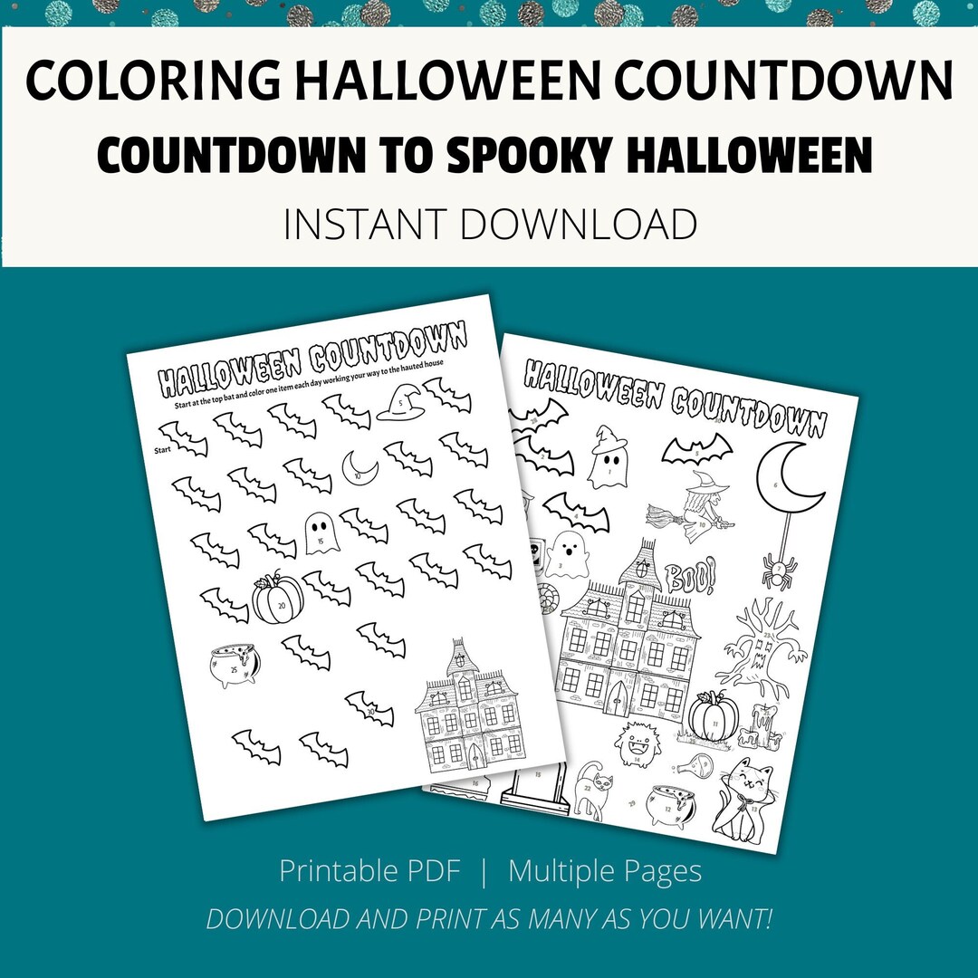 Halloween Countdown Calendar Printable Coloring Pages for Kids and ...