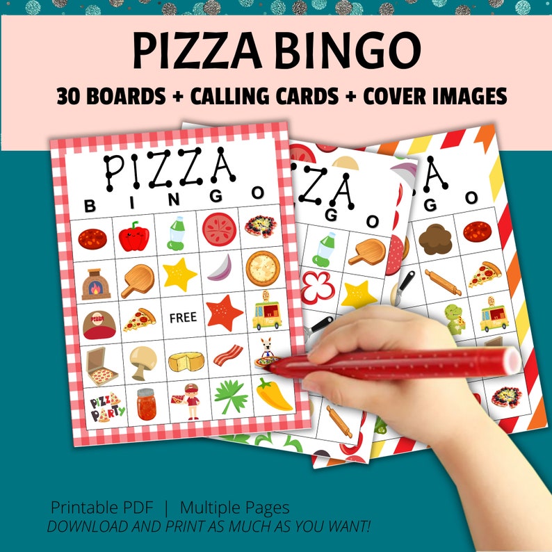 Pizza Bingo Printable for Classrooms, Senior Activities, School, Family ...