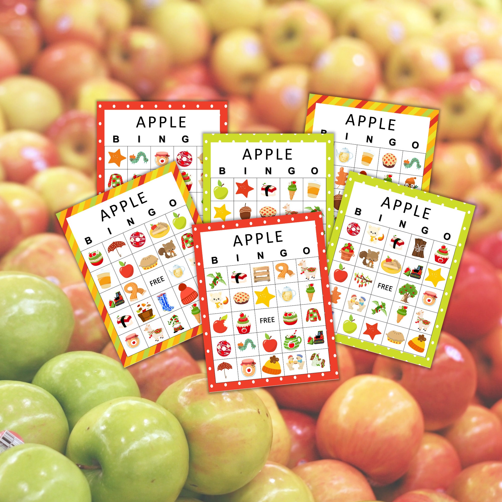 Apple Bingo Printable for Classrooms, Senior Activities, School, Family ...