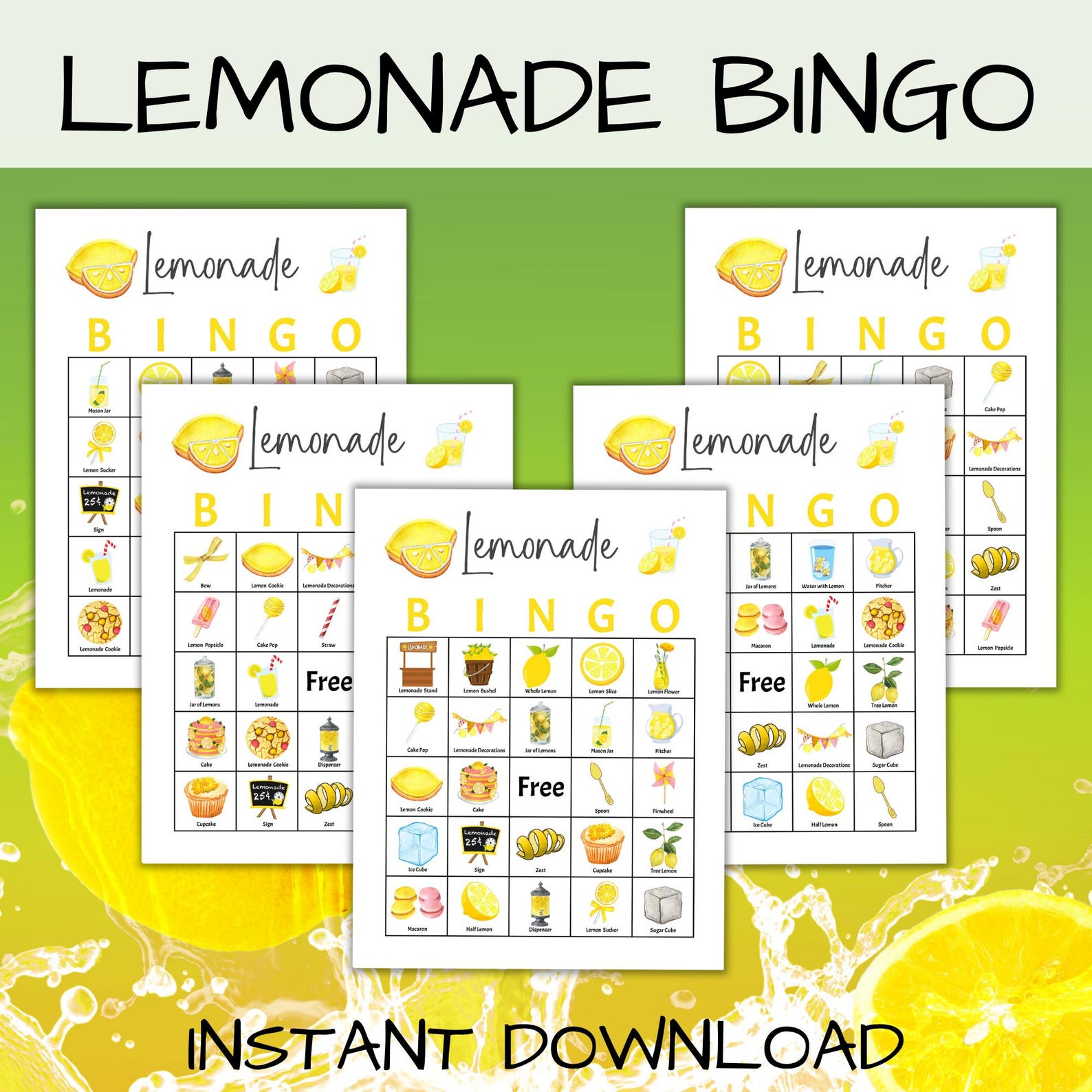 Lemonade Bingo Printable for Birthday Parties, Family Game Night ...