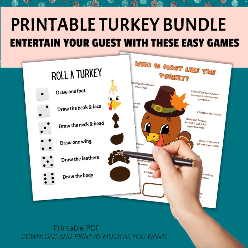 Thanksgiving Game Bundle Printable for Family Gathering and ...