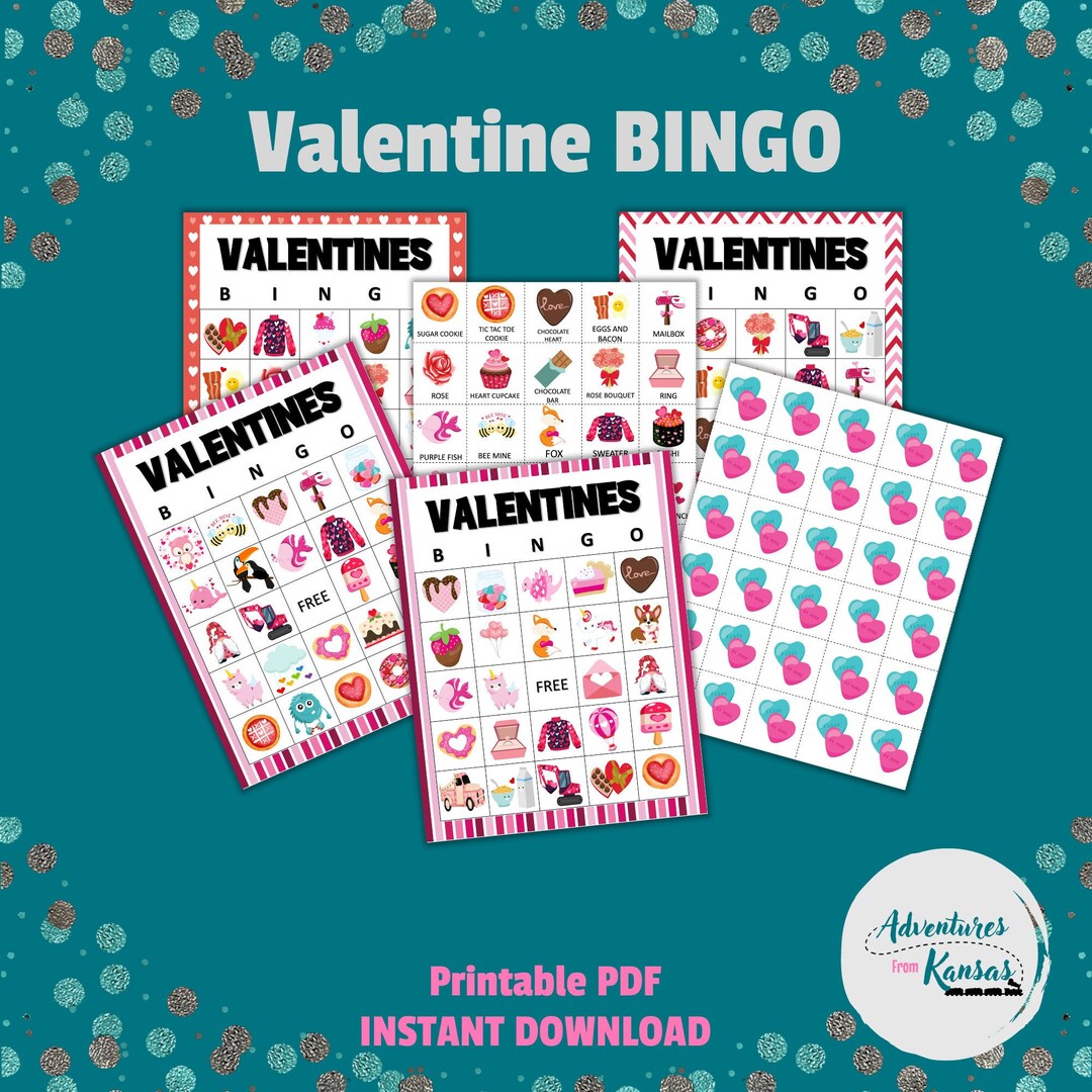 Valentine BINGO Game Printable Valentine's Party Game Seasonal Bingo ...