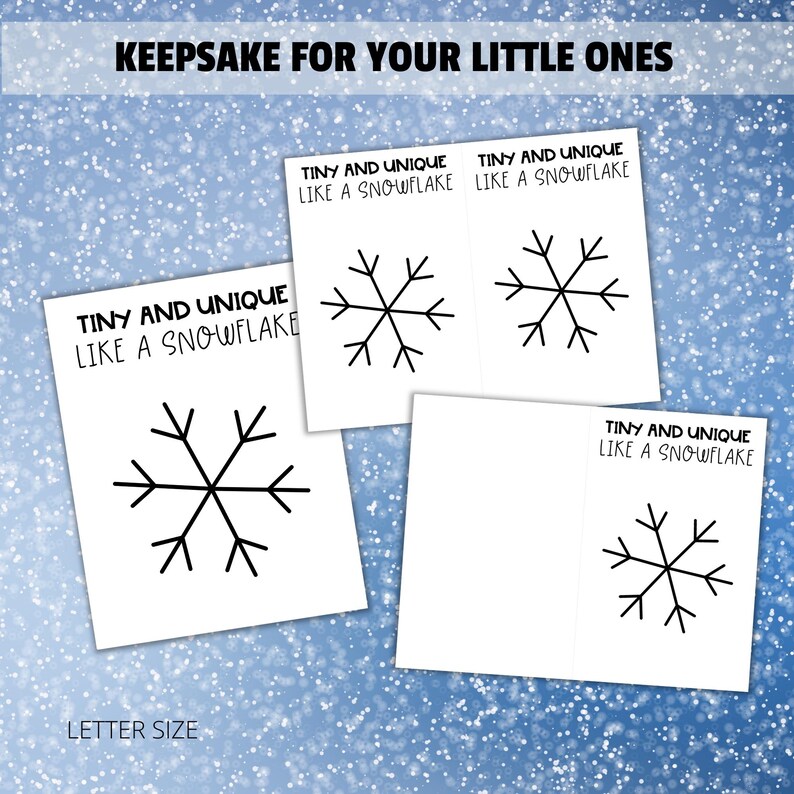 Snowflake Fingerprint Keepsake Craft, Winter Printable Gift Handprint ...