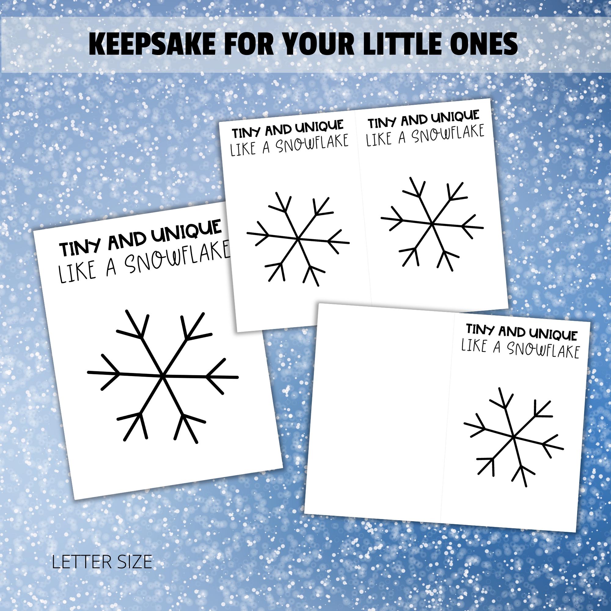 Snowflake Fingerprint Keepsake Craft, Winter Printable Gift Handprint ...