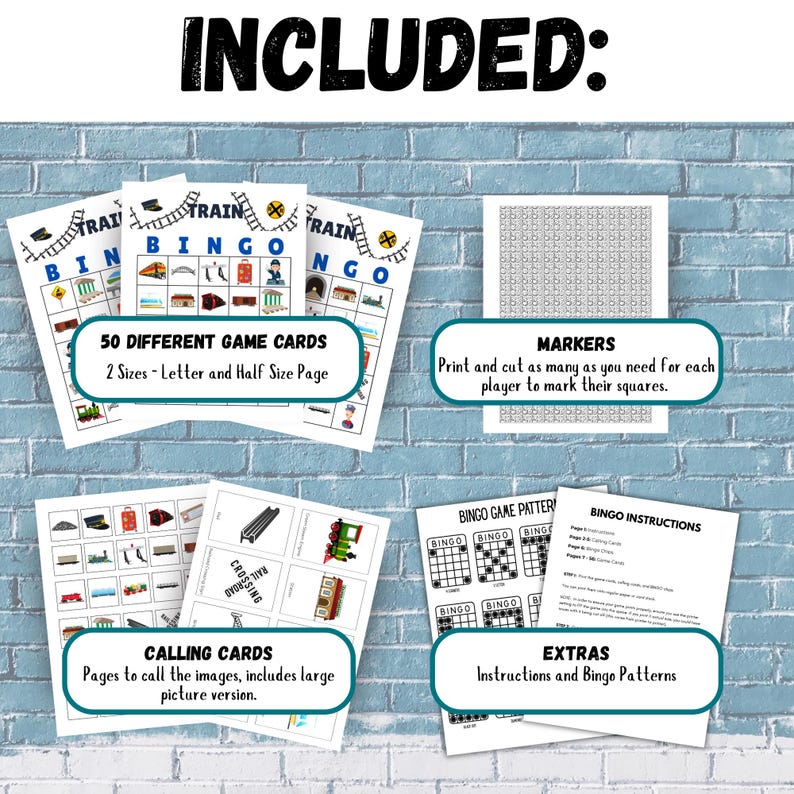 Train Bingo Printable Birthday Parties, Family Game Night, Railroad ...