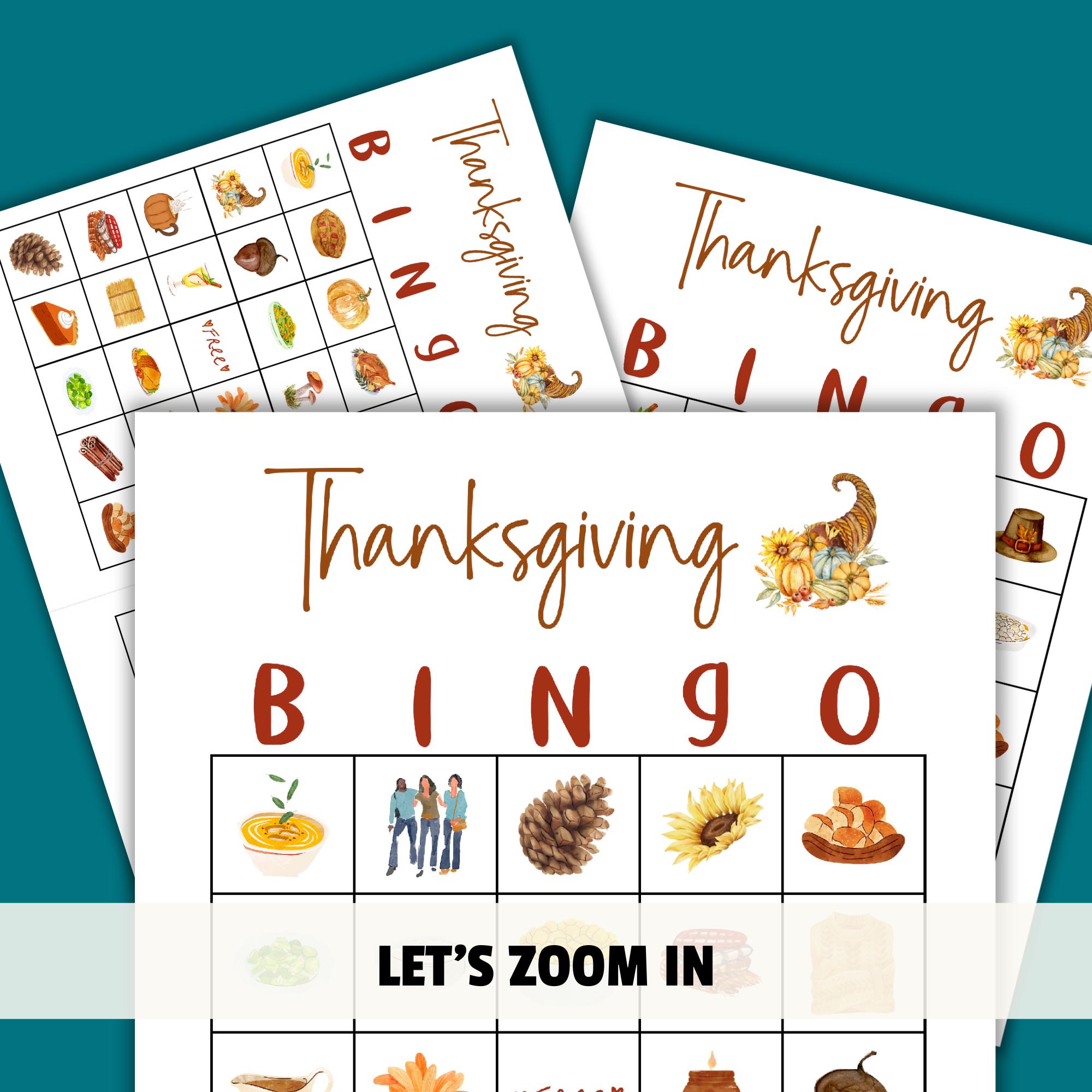Thanksgiving Family Bingo Printable Thanksgiving Friends Senior ...