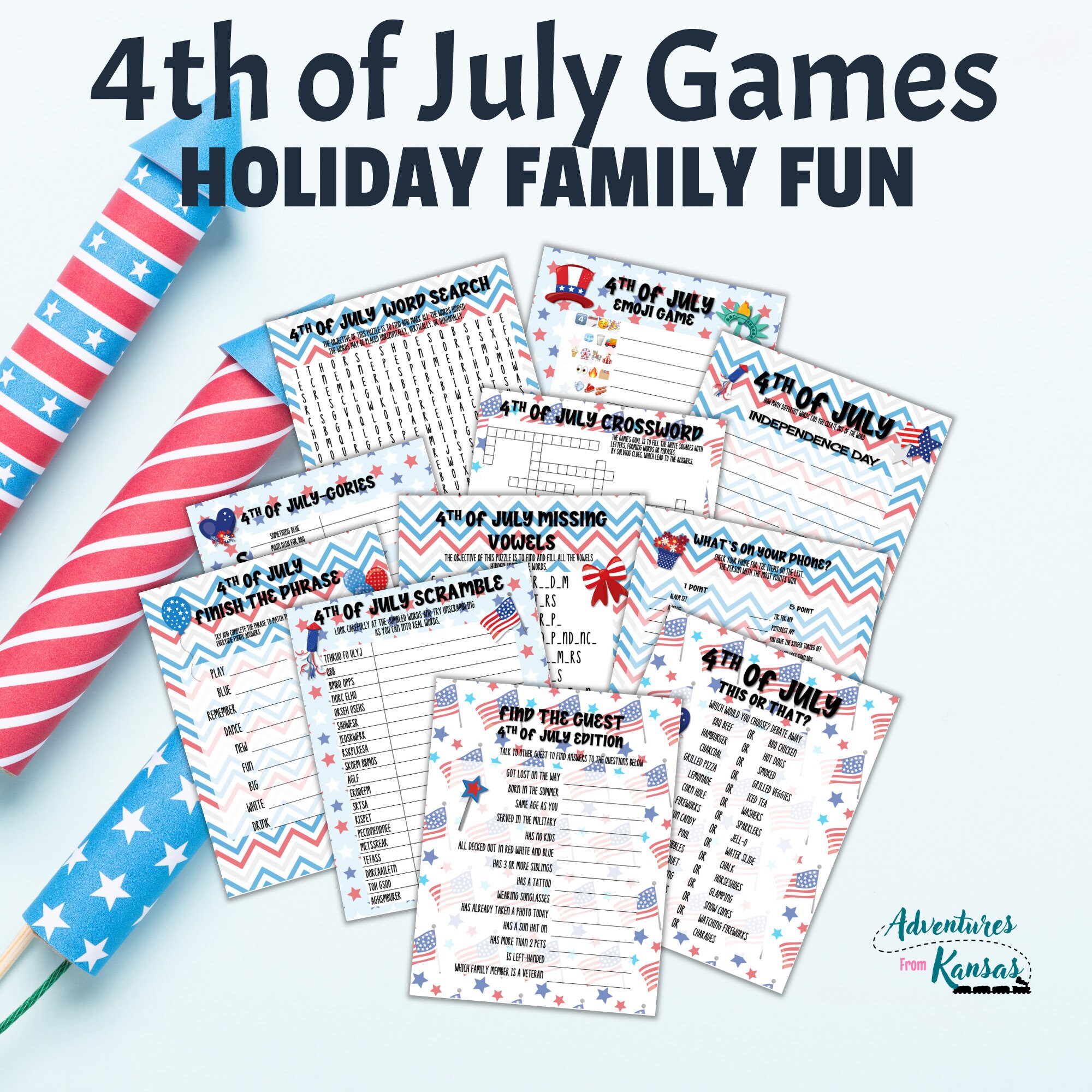 4th of July Party Games | Patriotic Party Printables for Family, Tweens ...