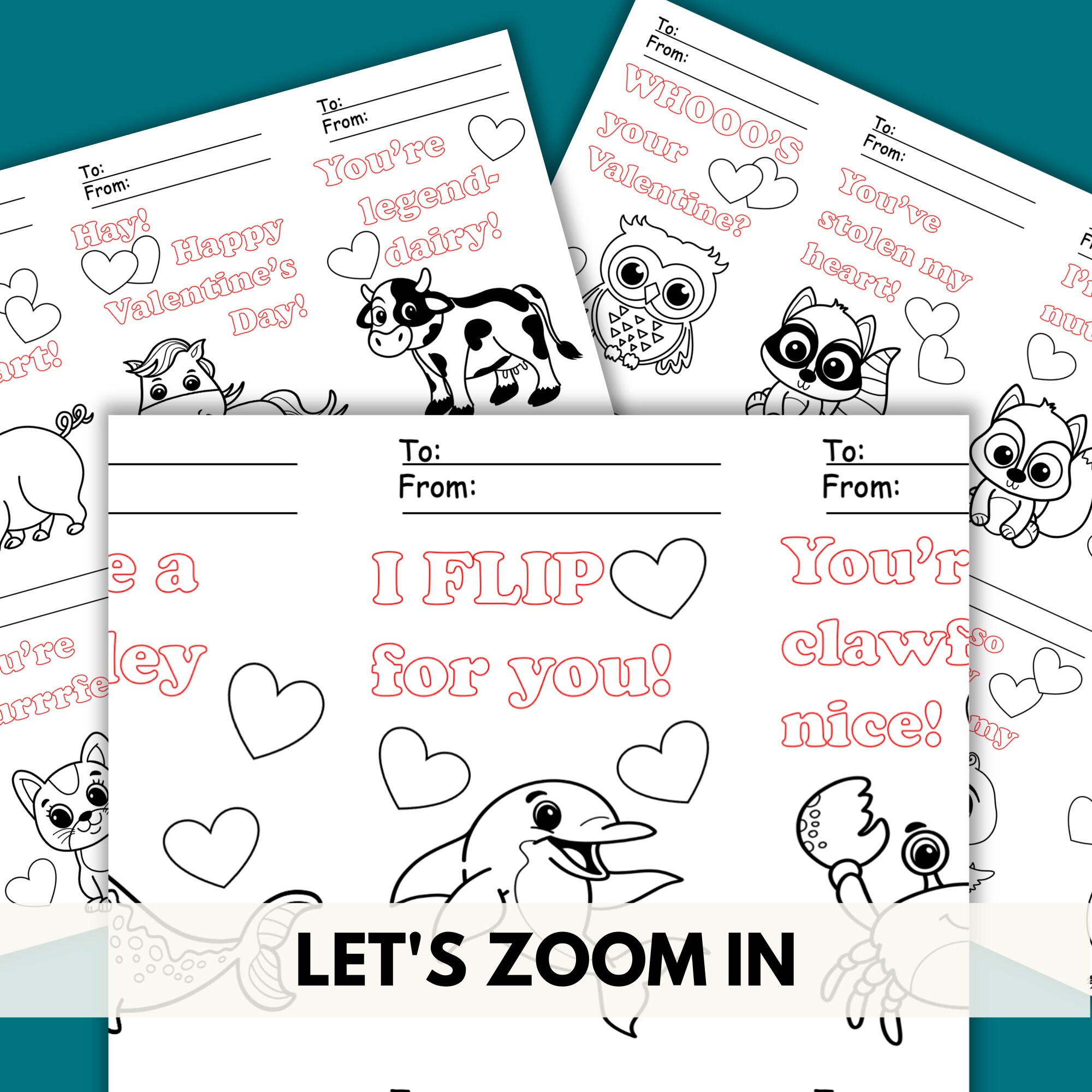 Coloring Printable Classroom Valentines Funny Animal Fillable ...